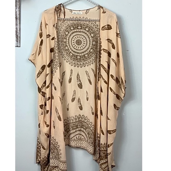 Indigo Thread Co | Tops | Indigo Thread Co Kimono With Feather Print ...